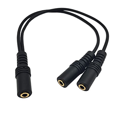 Qaoquda 9 inch Stereo 3.5mm 1-Female to Dual 2-Females Y Splitter Audio Cable & Gender Changer