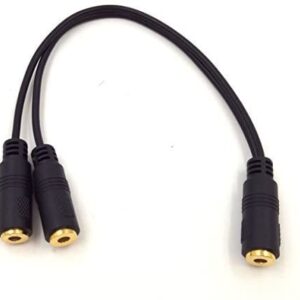 Qaoquda 9 inch Stereo 3.5mm 1-Female to Dual 2-Females Y Splitter Audio Cable & Gender Changer