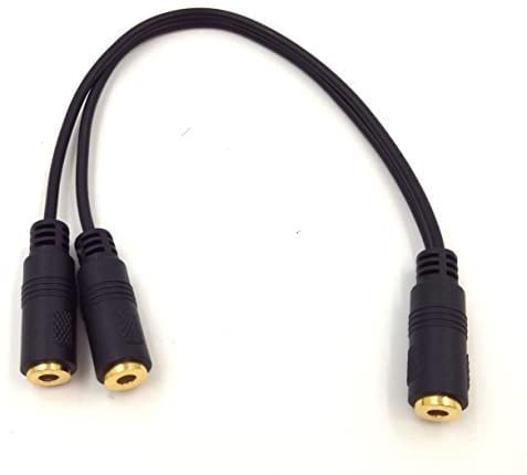 Qaoquda 9 inch Stereo 3.5mm 1-Female to Dual 2-Females Y Splitter Audio Cable & Gender Changer