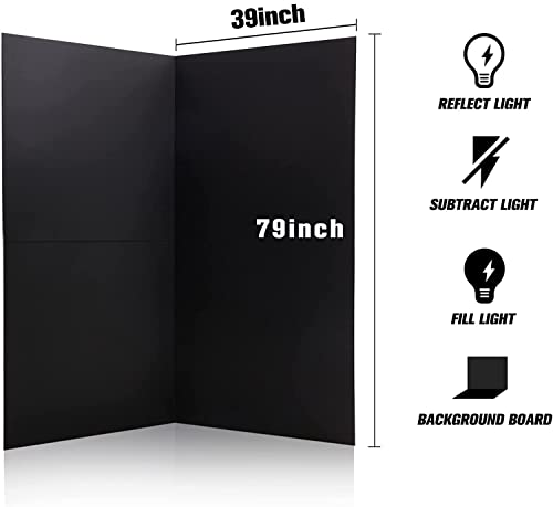 BEIYANG Photography Foldable Reflector Backdrop, 78.7x78.7inch 2 in 1 Background Cardboard, Double Sided Black/White Light Diffuser Board Photo Background