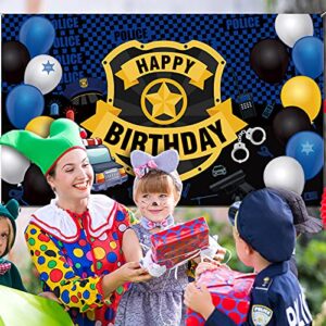 Police Theme Happy Birthday Party Decorations Police Large Badge Banner Backdrop Wall Large Police Booth Car Background for Police Birthday Party Props Wall Supplies, 72.8 x 43.3 Inch