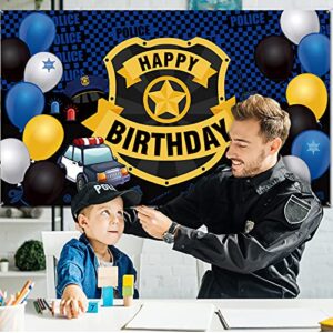 Police Theme Happy Birthday Party Decorations Police Large Badge Banner Backdrop Wall Large Police Booth Car Background for Police Birthday Party Props Wall Supplies, 72.8 x 43.3 Inch