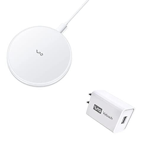 Vebach Wireless Charger with USB Wall Charger, Charging Pad Included 18W Fast Power Adapter, White…