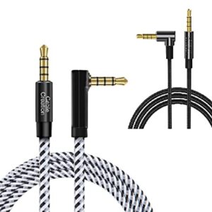 3.5mm Aux Cable + Silver-Plating Copper Auxiliary Cable ; Right Angle TRRS Male to Male HiFi Stereo 90 Degree TRRS 3.5mm Male to Male Audio Cable/Right Angle 4 Pole Stereo Auxiliary Cable