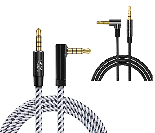 3.5mm Aux Cable + Silver-Plating Copper Auxiliary Cable ; Right Angle TRRS Male to Male HiFi Stereo 90 Degree TRRS 3.5mm Male to Male Audio Cable/Right Angle 4 Pole Stereo Auxiliary Cable