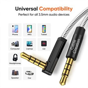 3.5mm Aux Cable + Silver-Plating Copper Auxiliary Cable ; Right Angle TRRS Male to Male HiFi Stereo 90 Degree TRRS 3.5mm Male to Male Audio Cable/Right Angle 4 Pole Stereo Auxiliary Cable