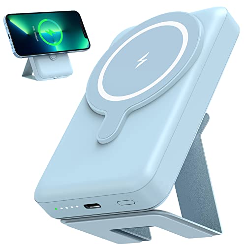 Magnetic Wireless Portable Charger Compatible with iPhone 14/13/12 Series, 10000mAh Foldable Mag-Safe Battery Pack Fast Charging Power Bank and USB-C for Phone 13/13 Pro Max/12/12 Pro Max/12 Mini