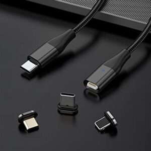 YKZ 60W USB C Magnetic Charging Cable 2Pack with Extra Magnetic Type C/MicroUSB and i-Product Tips