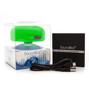 Soundbot SB510 Bluetooth Shower Speaker HD Water Resistant Bathroom Speakers, Handsfree Portable Speakerphone with Built-in Mic, 6hrs of Playtime, Control Buttons and Dedicated Suction Cup (Green)