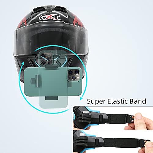 Motorcycle Helmet Chin Strap Mount with Phone Clip Compatible with iPhone12/12 Pro/12 Mini, iPhone 11/11 Pro, iPhone X/XS/XR, Samsung, LG, Pixel, Huawei, Xiaomi and More