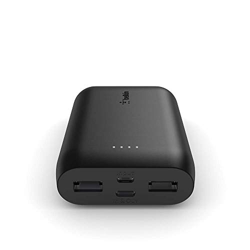 Belkin BoostCharge 3-Port Power Bank 10K + USB-A to USB-C Cable - iPhone Charger - Portable Bank - 15W Charge with 3 Ports - iPhone 14, iPhone 13, iPhone 12 - USB C Cable Included - Black