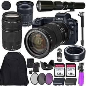 canon eos r mirrorless digital camera with ef 24-105mm stm & ef 75-300mm iii lens + 500mm preset telephoto lens including mount adapter & valued accessories