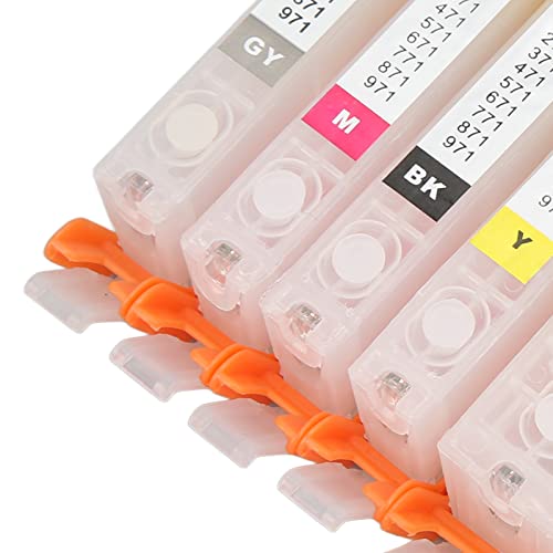 Fafeicy 5PCS Ink Cartridge,5 Colors Reusable Printing Ink Cartridge Desktop Photo Printers Accessories for (970-971)