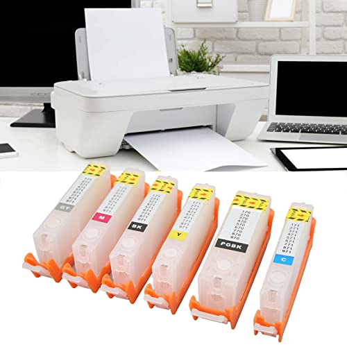 Fafeicy 5PCS Ink Cartridge,5 Colors Reusable Printing Ink Cartridge Desktop Photo Printers Accessories for (970-971)