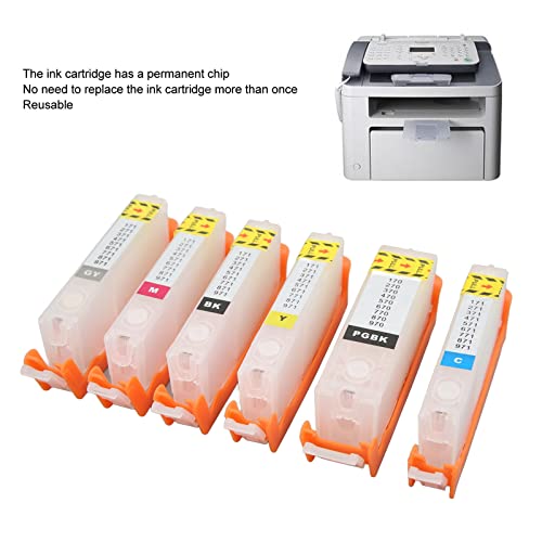 Fafeicy 5PCS Ink Cartridge,5 Colors Reusable Printing Ink Cartridge Desktop Photo Printers Accessories for (970-971)