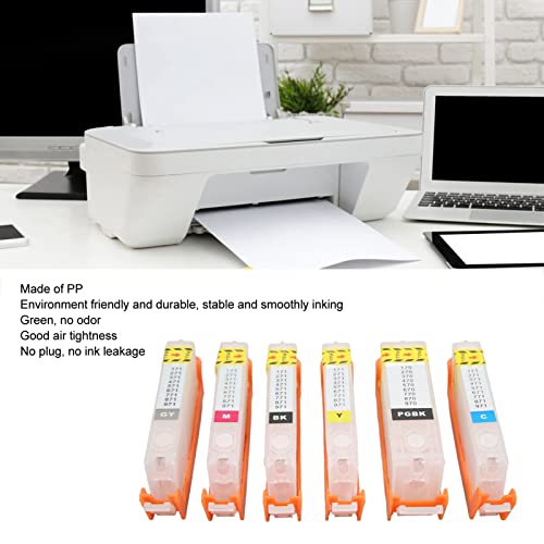 Fafeicy 5PCS Ink Cartridge,5 Colors Reusable Printing Ink Cartridge Desktop Photo Printers Accessories for (970-971)