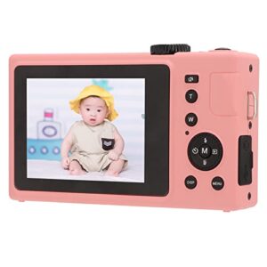 Digital Camera, Full HD 1080P 24MP Vlogging Camera with 16X Digital Zoom, 3in LCD Screen, Rechargeable Battery, Anti Shake Compact Camera for Adults, Kids, Student, Teens, Beginner (Pink)