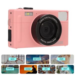 Digital Camera, Full HD 1080P 24MP Vlogging Camera with 16X Digital Zoom, 3in LCD Screen, Rechargeable Battery, Anti Shake Compact Camera for Adults, Kids, Student, Teens, Beginner (Pink)