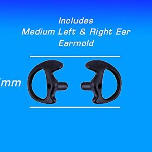 ParaComm Moisture Resistant Acoustic Tube with Walkie Talkie Earpiece with Mic - Motorola Compatible Headset Surveillance 2 Prong Pin CP185 CP200 CP200D CLS1110 T600 T800 Radios. with 2 Earmolds