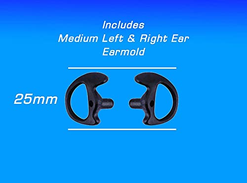 ParaComm Moisture Resistant Acoustic Tube with Walkie Talkie Earpiece with Mic - Motorola Compatible Headset Surveillance 2 Prong Pin CP185 CP200 CP200D CLS1110 T600 T800 Radios. with 2 Earmolds