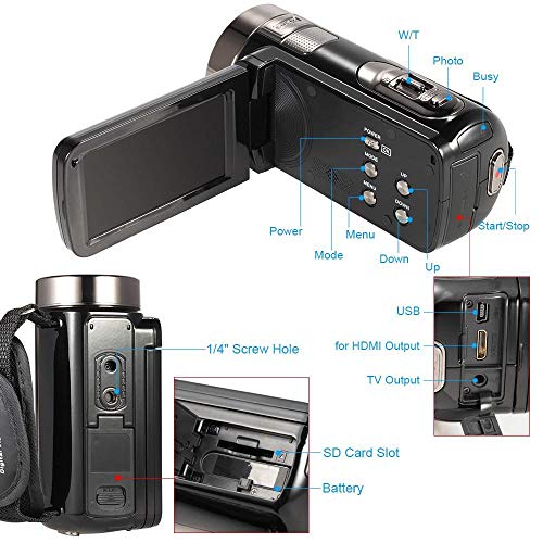 Digital Video Camera 3.0" LCD Touch Screen 24MP 1080P Full HD