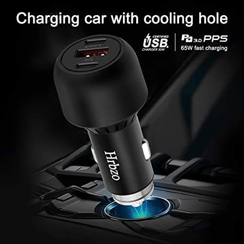 Hrbzo 95W Car Charger 3-Port(USB-C 65W&USB-C 30W&USB-A) All Metal Fast Car Charger Adapter car Charger car Cigarette Accessories USB Charger Compatible with MacBook iPhone13/12/11/8 and More