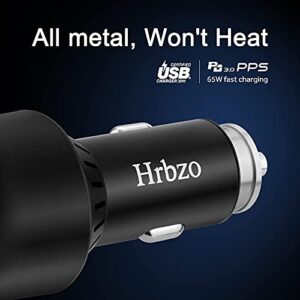 Hrbzo 95W Car Charger 3-Port(USB-C 65W&USB-C 30W&USB-A) All Metal Fast Car Charger Adapter car Charger car Cigarette Accessories USB Charger Compatible with MacBook iPhone13/12/11/8 and More