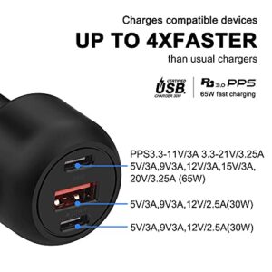 Hrbzo 95W Car Charger 3-Port(USB-C 65W&USB-C 30W&USB-A) All Metal Fast Car Charger Adapter car Charger car Cigarette Accessories USB Charger Compatible with MacBook iPhone13/12/11/8 and More