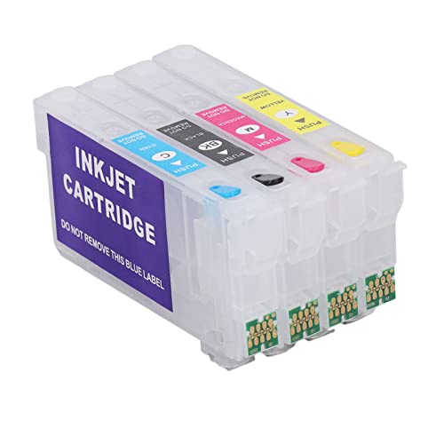 Hilitand Printing Ink Cartridge 4 Colors Inkjet Cartridge PP BK C M Y Ink Cartridges Replacement for Photo Paper Document (T802 Without Chip)