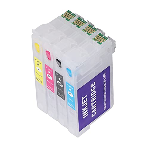 Hilitand Printing Ink Cartridge 4 Colors Inkjet Cartridge PP BK C M Y Ink Cartridges Replacement for Photo Paper Document (T802 Without Chip)