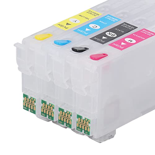 Hilitand Printing Ink Cartridge 4 Colors Inkjet Cartridge PP BK C M Y Ink Cartridges Replacement for Photo Paper Document (T802 Without Chip)