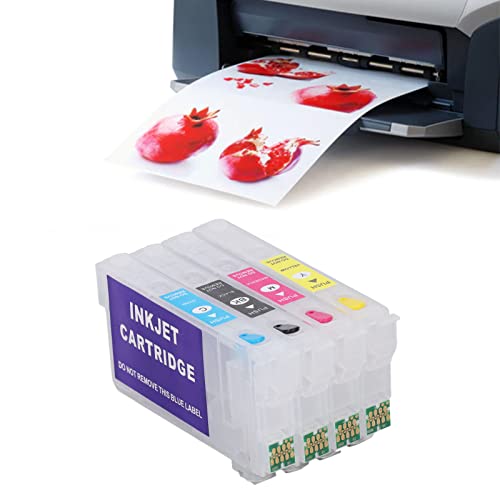 Hilitand Printing Ink Cartridge 4 Colors Inkjet Cartridge PP BK C M Y Ink Cartridges Replacement for Photo Paper Document (T802 Without Chip)