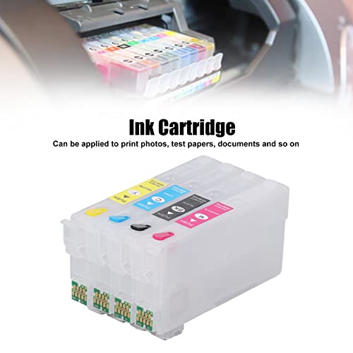 Hilitand Printing Ink Cartridge 4 Colors Inkjet Cartridge PP BK C M Y Ink Cartridges Replacement for Photo Paper Document (T802 Without Chip)