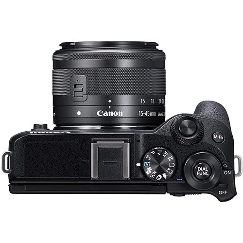 Canon EOS M6 Mark II Mirrorless Digital Camera with 15-45mm Lens and EVF-DC2 Viewfinder (Black) (3611C011) + Canon EF-M Lens Adapter + Canon EF 24-70mm Lens + 64GB Tough Card + Case + More (Renewed)