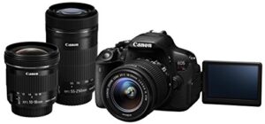 canon dslr camera eos kiss x7i triple zoom kit ef-s10-18mm f4.5-5.6 is stm ef-s18-55mm f3.5-5.6 is stm ef-s55-250mm with f4-5.6 is stm kissx7i-tzoomkit [international version, no warranty]