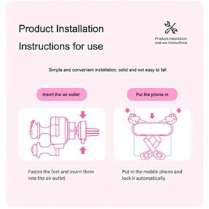 Zmioviq Car Phone Holder Mount for Women [Cute Pink], 2023 Upgrade Gravity Car Phone Mount with Sturdy Air Vent Clip Auto Lock Cell Phone Holder Mount for iPhone Samsung & All Phones