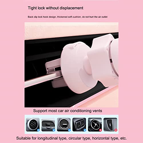 Zmioviq Car Phone Holder Mount for Women [Cute Pink], 2023 Upgrade Gravity Car Phone Mount with Sturdy Air Vent Clip Auto Lock Cell Phone Holder Mount for iPhone Samsung & All Phones