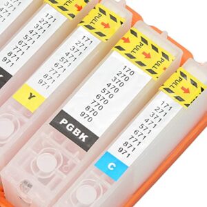 FTVOGUE 5PCS Ink Cartridge, Reusable Printing Ink Cartridge PGBK BK C M Y 5 Color for Printing (770-771)