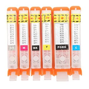 FTVOGUE 5PCS Ink Cartridge, Reusable Printing Ink Cartridge PGBK BK C M Y 5 Color for Printing (770-771)