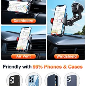 [Upgraded] VANMASS Car Phone Holder Mount [Anti-Slip Soft Silicone & Powerful Suction] Dashboard Windshield Universal Phone Holder Car, Compatible with iPhone 14 13 12 11 Pro Max &Truck/SUV/Jeep (Red)