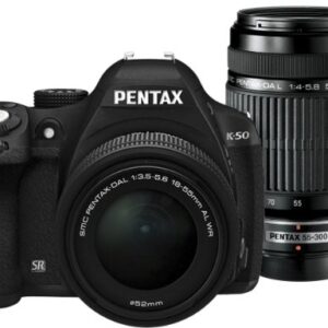 Pentax K-50 DSLR Camera with 18-55mm WR and 55-300mm Lenses - International Version