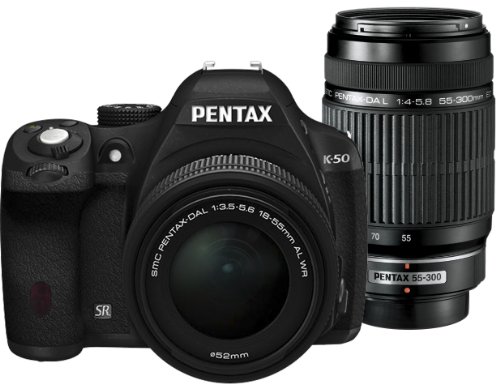 Pentax K-50 DSLR Camera with 18-55mm WR and 55-300mm Lenses - International Version