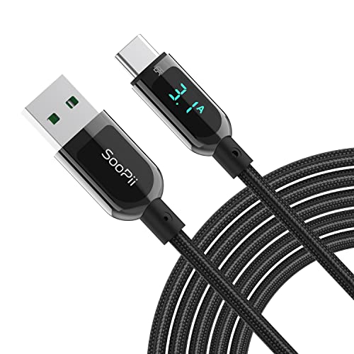 SOOPII USB C Cable,4ft 3.1A PD Fast Charging Type-C Cable with LED Display Nylon Braided,USB A to USB C Cable for Samsung Galaxy S10/S9/S8/S20 Plus/Note 10/9/8,Moto G/LG and Other USB C Charger