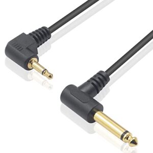 Duttek 90 Degree 1/8 to 1/4 Mono Cable, 1/4 to 3.5mm Cable, Right Angle 6.35mm 1/4 Male Mono to 3.5mm 1/8 Mono Male Speaker Cable for Amplifier, Speaker, Guitar with Gold Plated Plug (6Ft/1.8M)