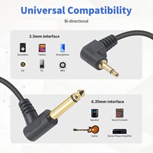 Duttek 90 Degree 1/8 to 1/4 Mono Cable, 1/4 to 3.5mm Cable, Right Angle 6.35mm 1/4 Male Mono to 3.5mm 1/8 Mono Male Speaker Cable for Amplifier, Speaker, Guitar with Gold Plated Plug (6Ft/1.8M)