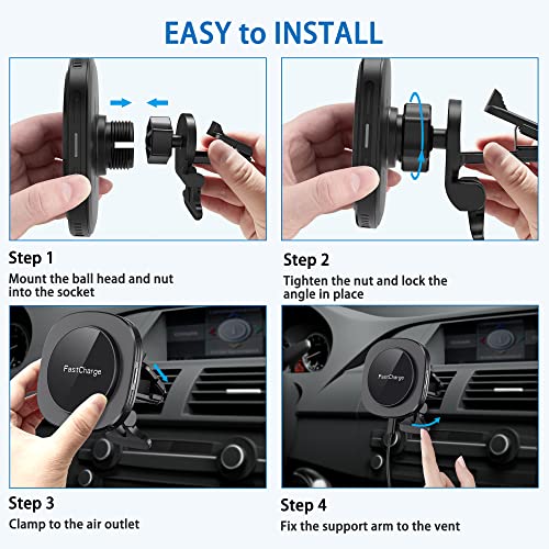 Magnetic Car Mount Charger, 【Upgraded Version】 CHGeek Wireless Car Charger Phone Mount Phone Vent Holder ONLY for iPhone 13/13 Mini / 13 Pro / 13 Pro Max / 12/12 Mini / 12 Pro / 12 Pro Max