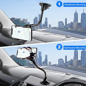 Car Phone Holder Mount Cell Phone Stand Windshield Dashboard Car Mount 360 Rotation For iPhone 14 13 12 11 Pro Max XS X XR 8 SE/Samsung Galaxy S20+Ultra S10 Note 10 Plus Mobile Android Smartphones