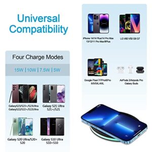 15W Fast Wireless Charger Pad for Google Pixel 7 Pro/6 Pro/6/5/5xl/4xl,Samsung Phone Wireless Charger Station for Samsung Galaxy S23 Ultra S22 S21 S20 S10 Plus/Note 20/A14,iPhone 14 Pro Max/13/12/11/8