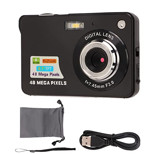 Digital Camera, 4K 48MP HD Compact Pocket Camera 2.7in LCD Screen Video Camera with 8X Digital Zoom, Mini Vlogging Camera Built in Fill Light for Kids Teens Beginner