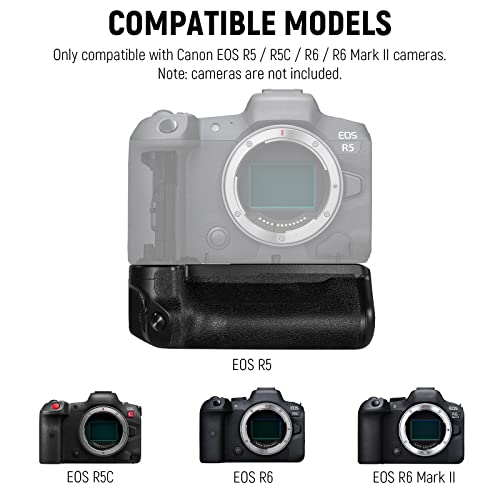 NEEWER Battery Grip Replacement for BG-R10 Compatible with Canon EOS R5 R5C R6 R6 Mark II Mirrorless Cameras, Powered by LP-E6/LP-E6N/LP-E6NH Batteries for Stable Vertical Shooting